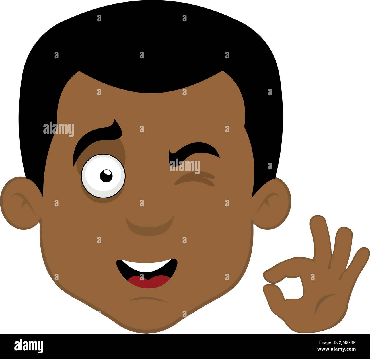 Vector illustration of a cartoon man face, with a happy expression and ...