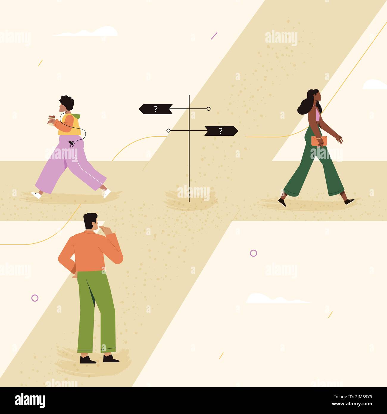 Road with crossroads and different directions Stock Vector Image & Art ...