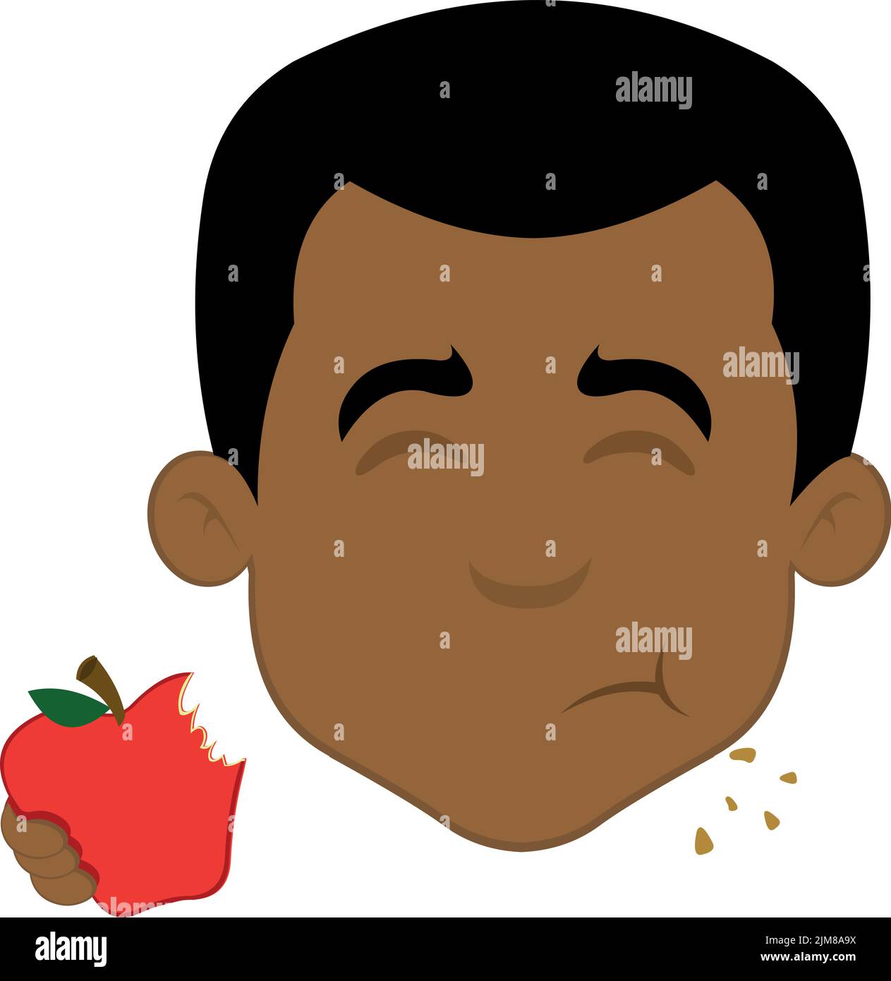Vector Illustration Of A Cartoon Man Face Eating A Red Apple Stock Vector Image And Art Alamy