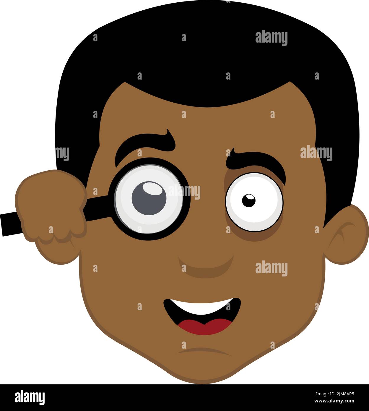 Vector illustration of a cartoon man face observing with a magnifying glass Stock Vector Image ...