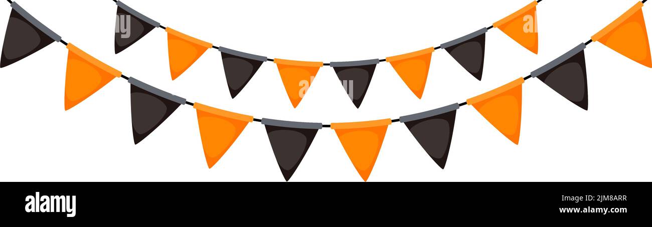 Halloween bunting. Black and orange flag garland. Triangle pennants ...