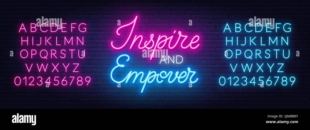 Inspire and Empower neon sign on brick wall background Stock Vector ...