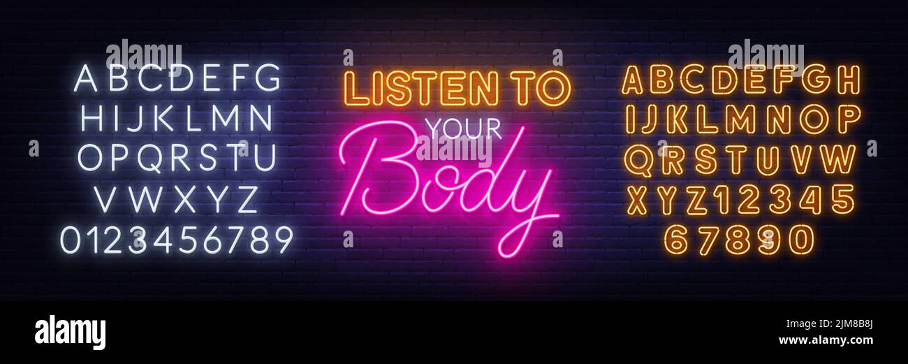 Listen Your Body neon quote on a brick wall Stock Vector Image & Art ...