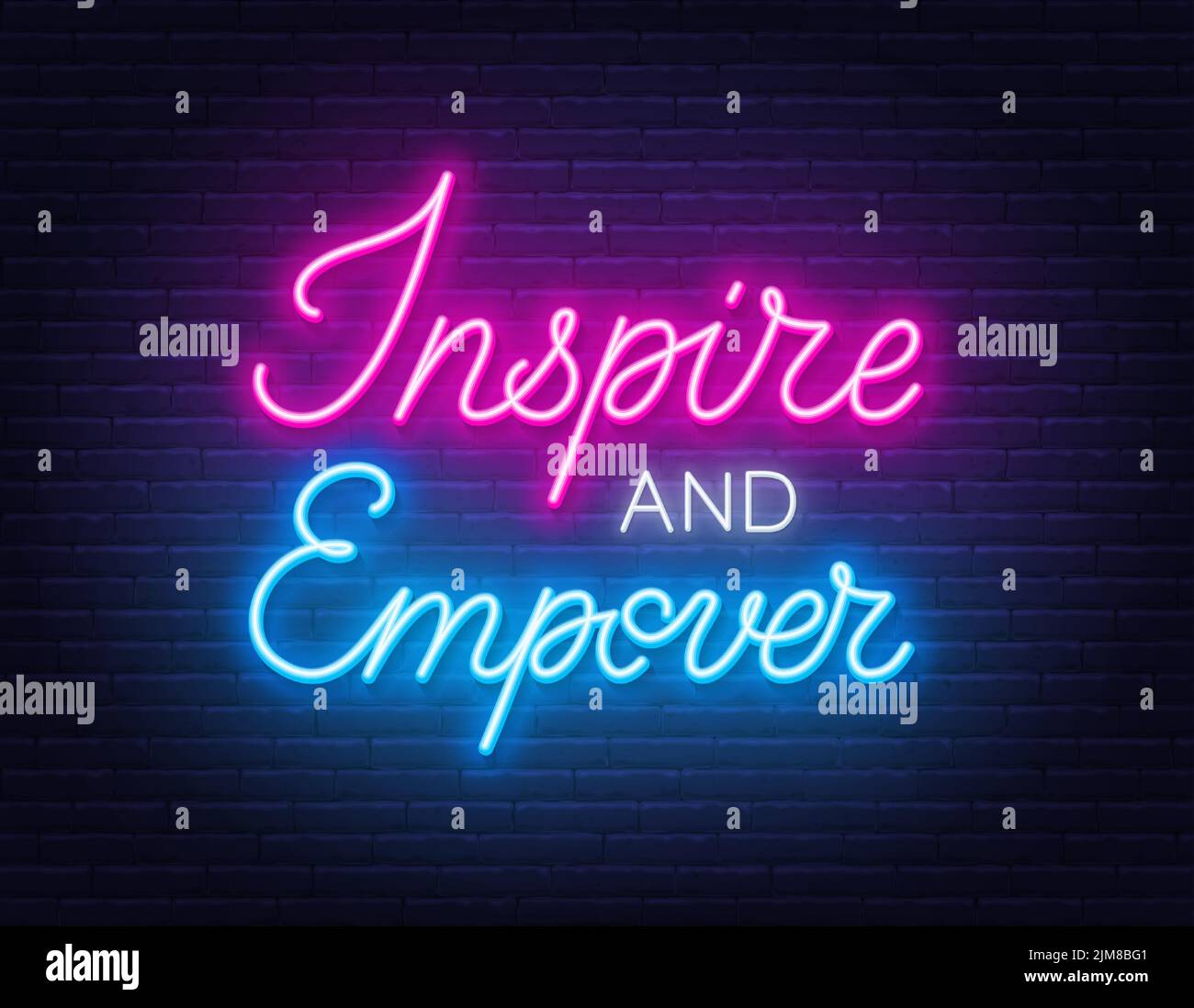 Inspire and Empower neon sign on brick wall background Stock Vector ...