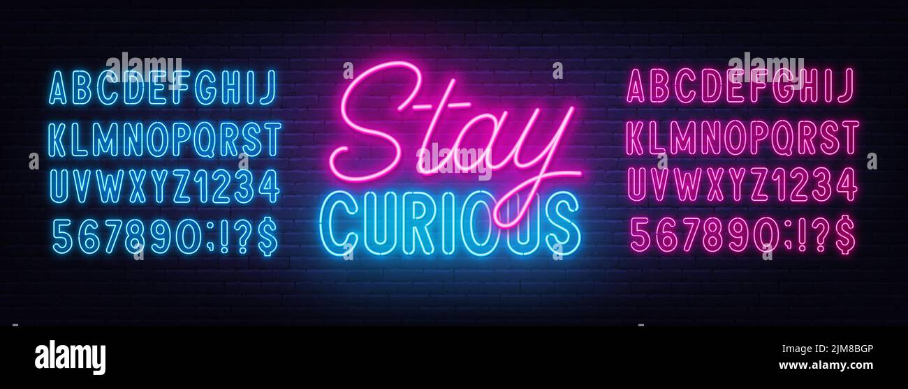 Stay Curious neon lettering on brick wall background Stock Vector Image ...