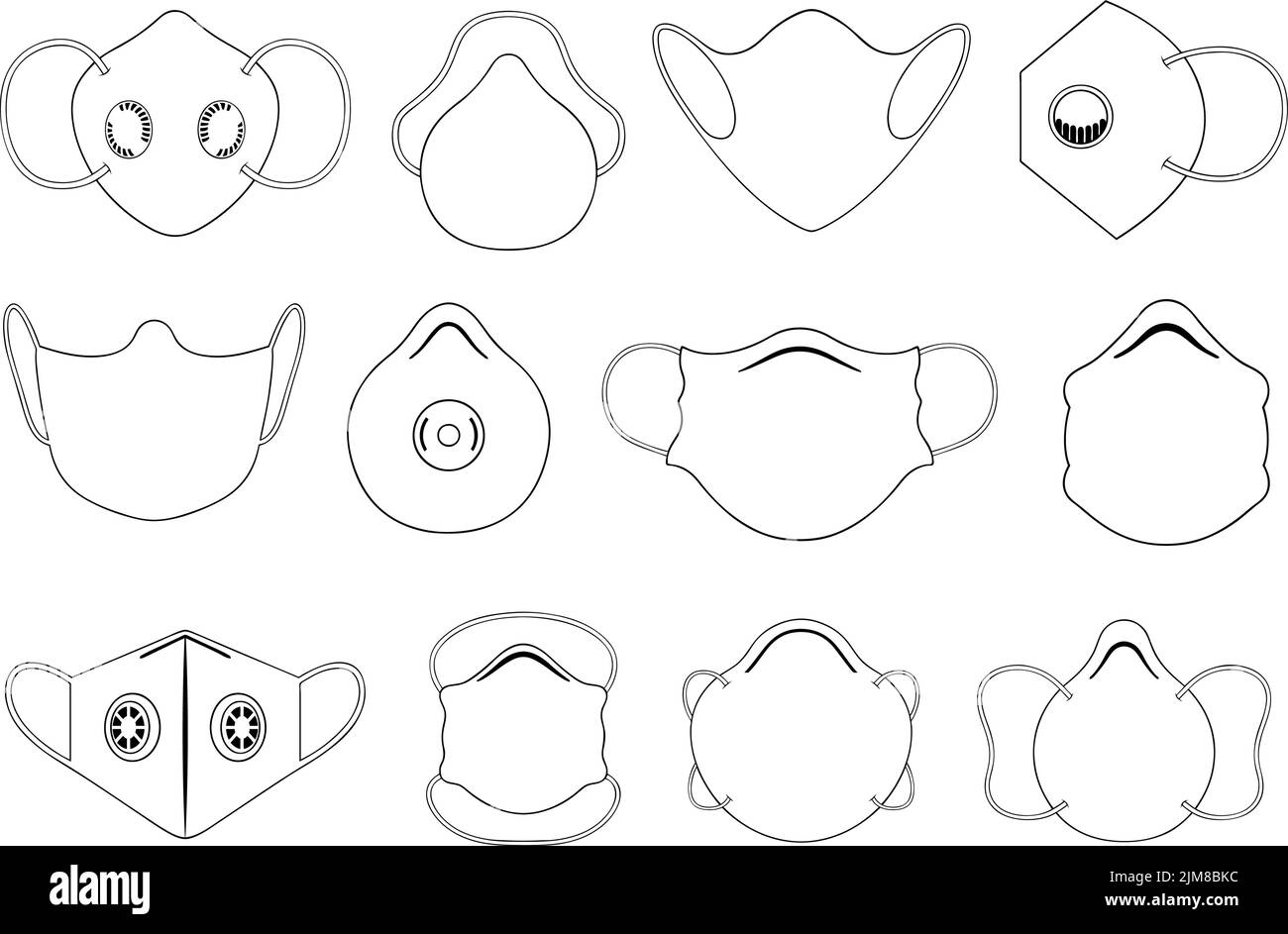 Collection of different face masks isolated on white Stock Vector Image ...
