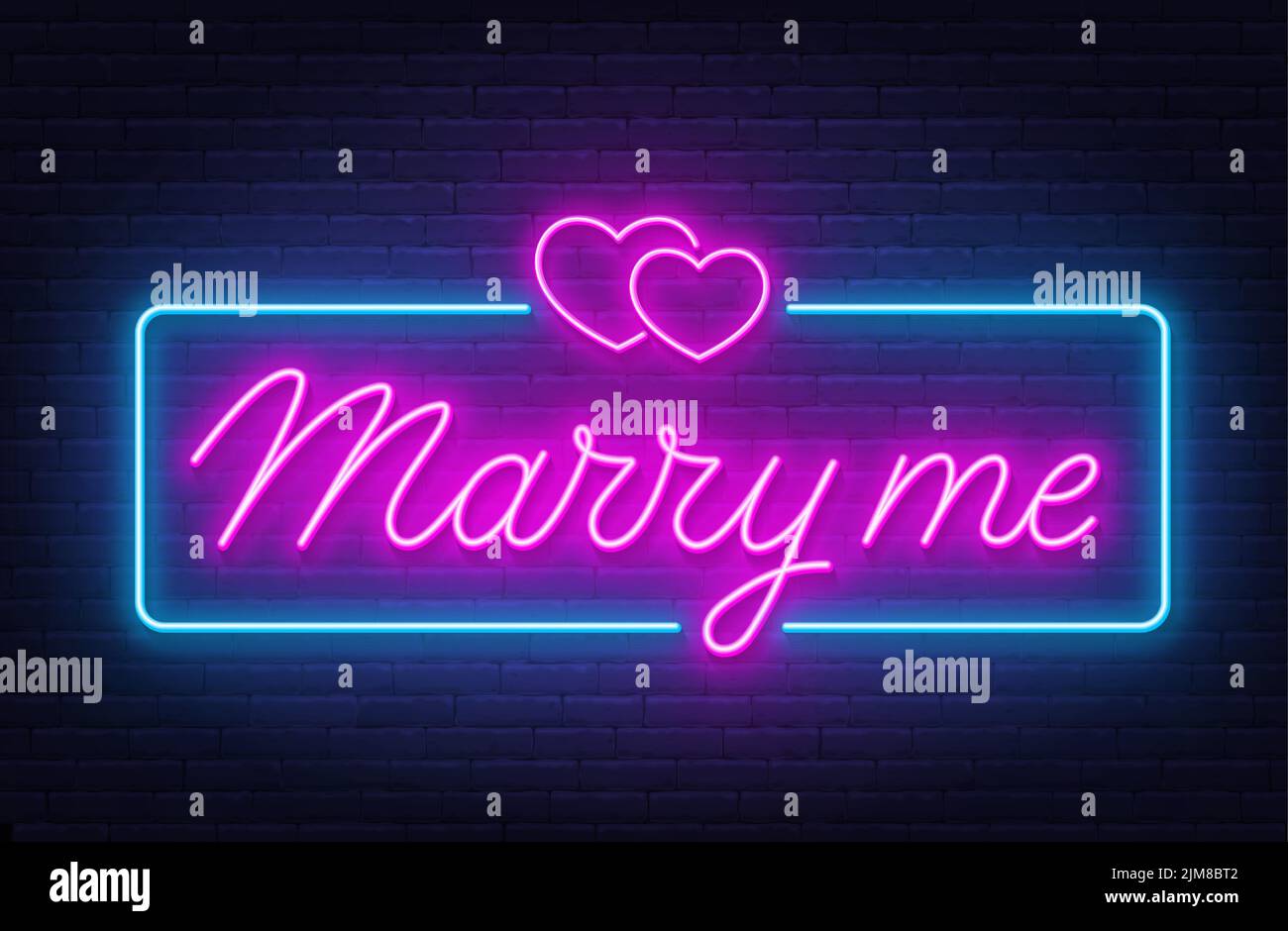 Marry Me neon lettering on brick wall background Stock Vector Image ...