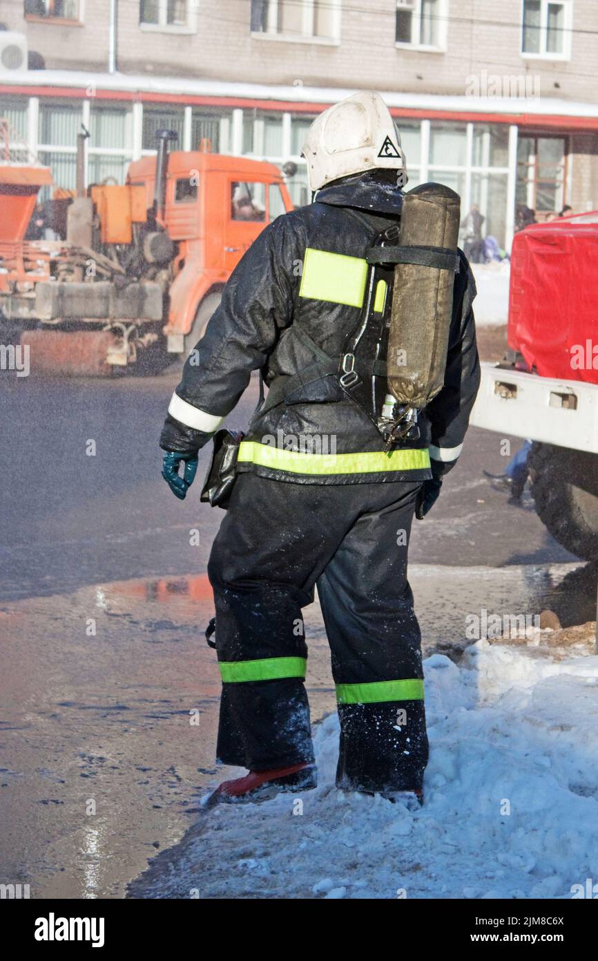 Firefighter on fire Stock Photo - Alamy