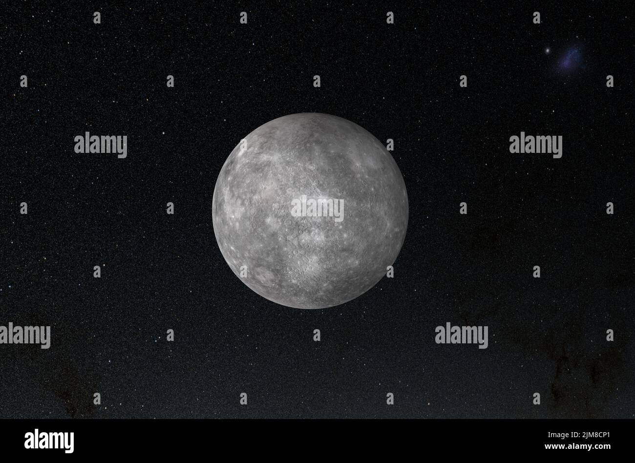 Mercury planet in the solar system - 3d illustration, closeup view ...
