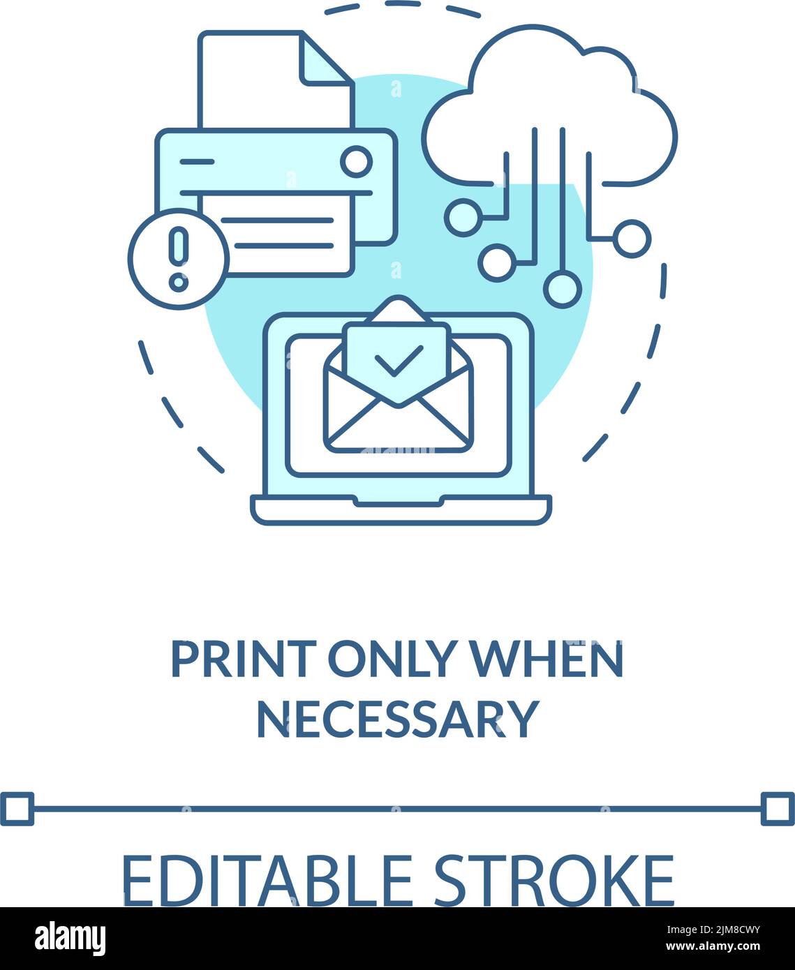 Print only when necessary turquoise concept icon Stock Vector Image ...