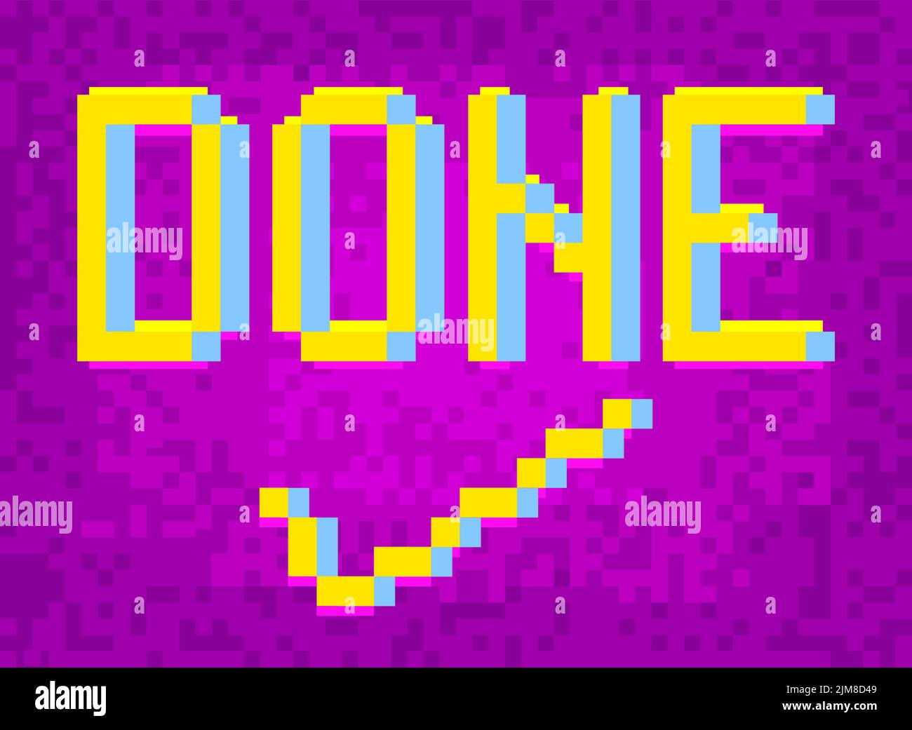 Done text with Checkmark. Pixelated word with geometric graphic ...