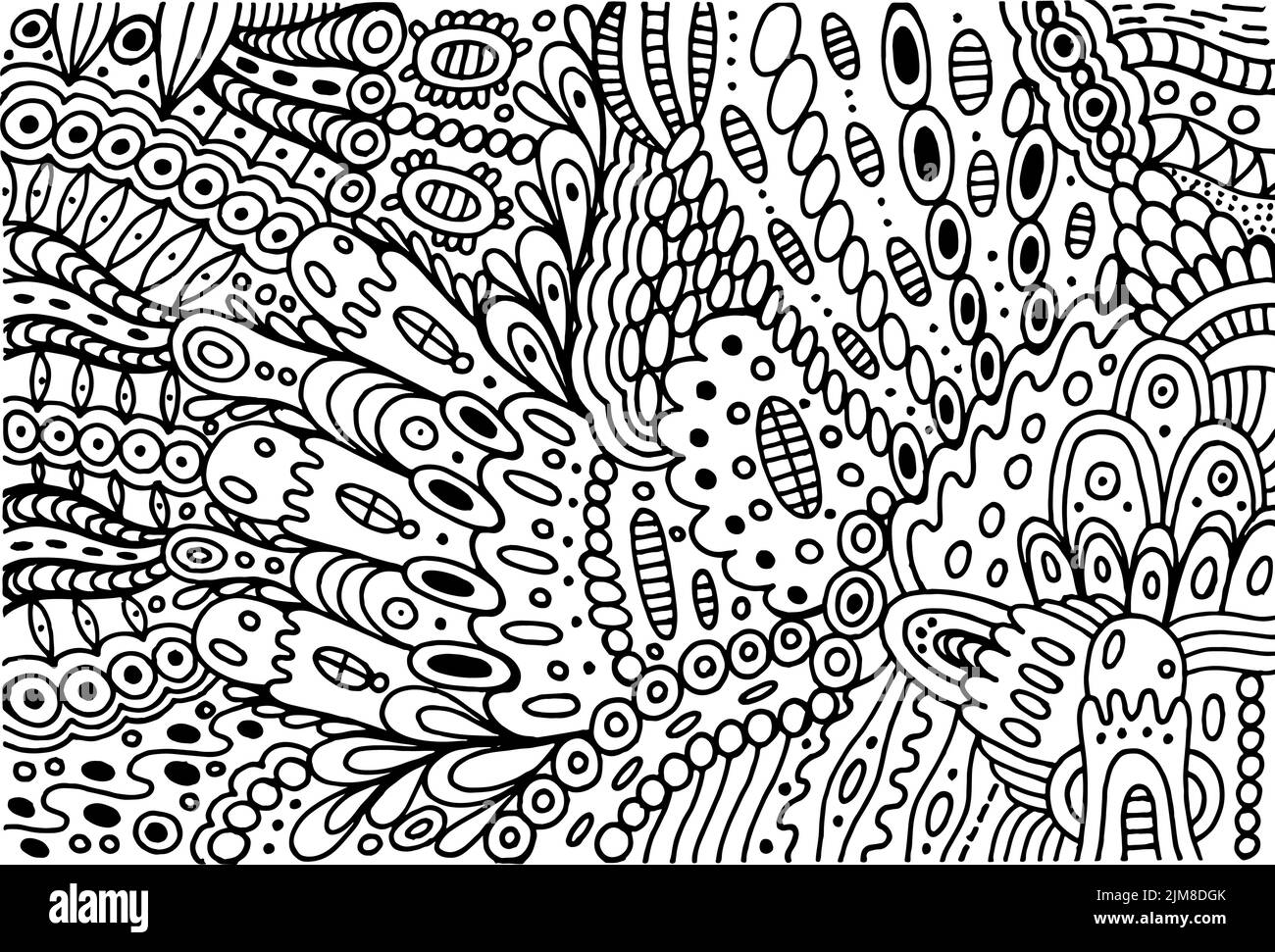 Floral line art doodle ornament with patterns and leaves. Zendoodle ...