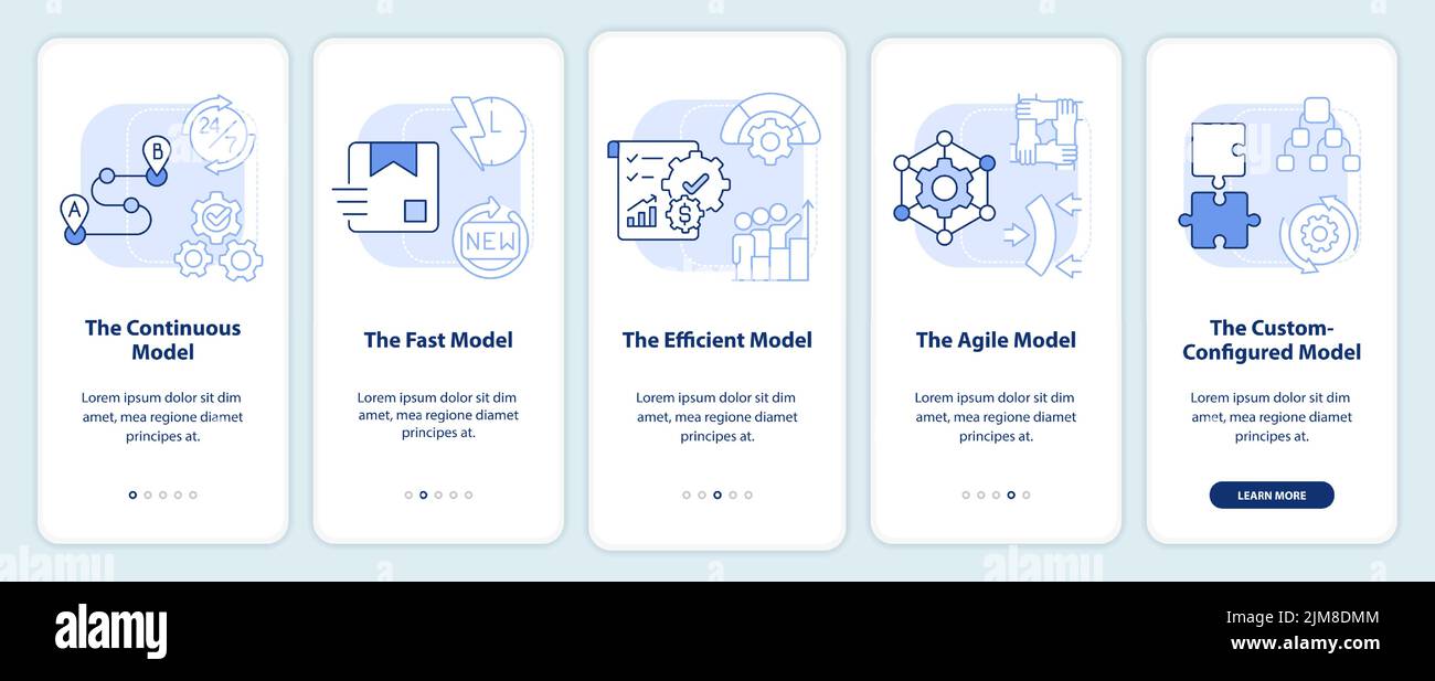 Supply Chain Models Light Blue Onboarding Mobile App Screen Stock