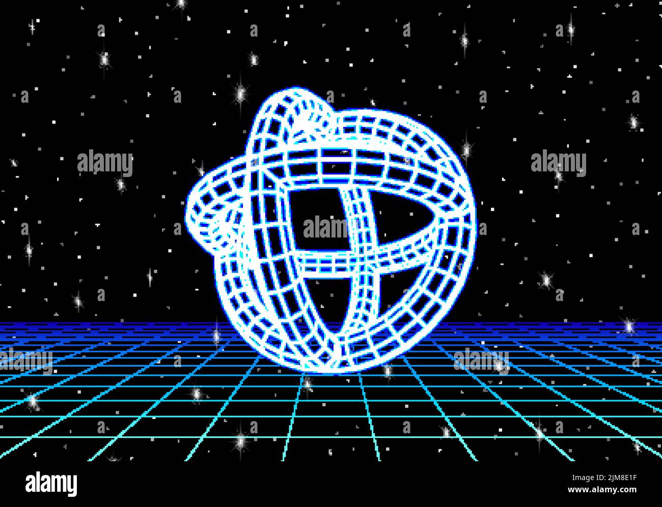 Abstract neon shapes in retro space. 80s or synthwave styled neon ...