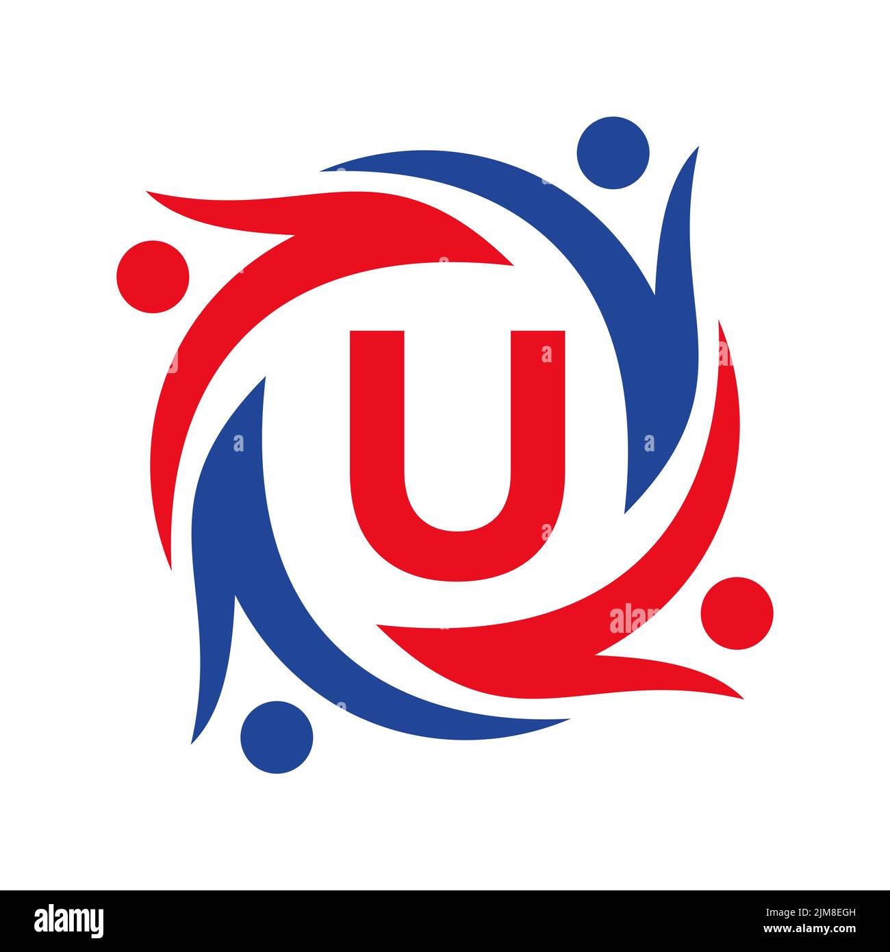 American Charity Logo on Letter U Sign. Unite Teamwork Foundation icon ...