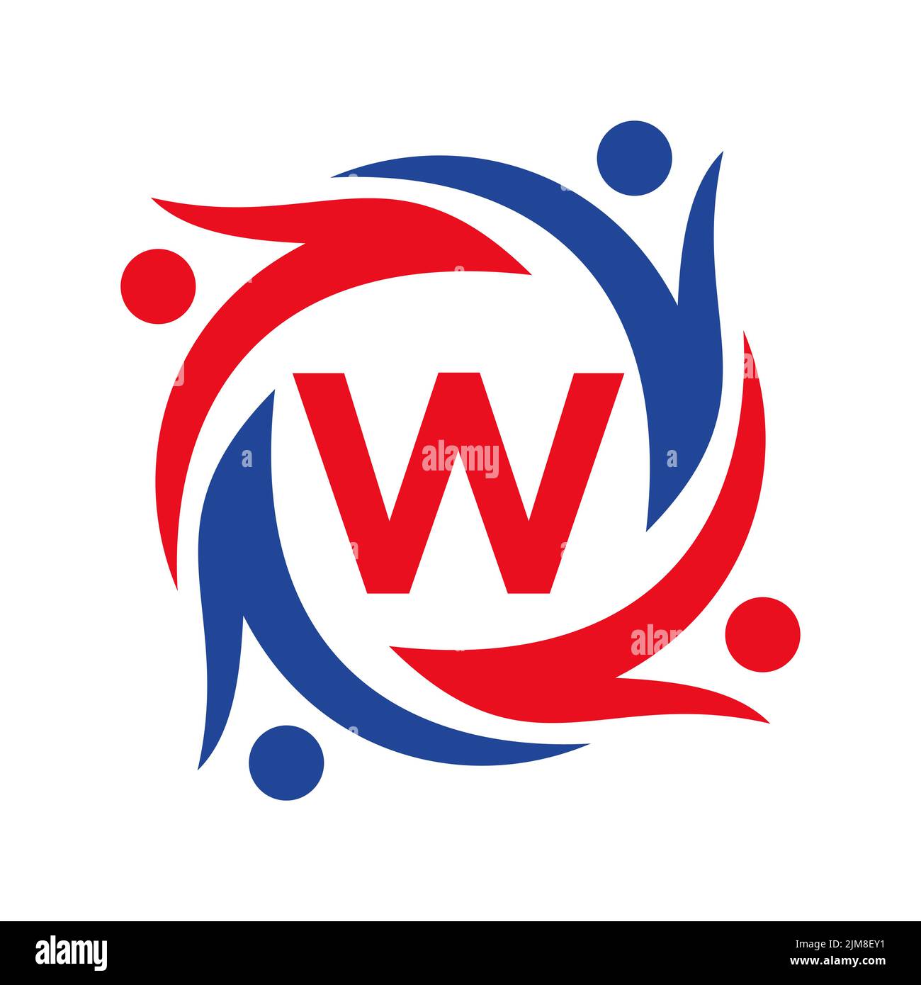 American Charity Logo on Letter W Sign. Unite Teamwork Foundation icon ...