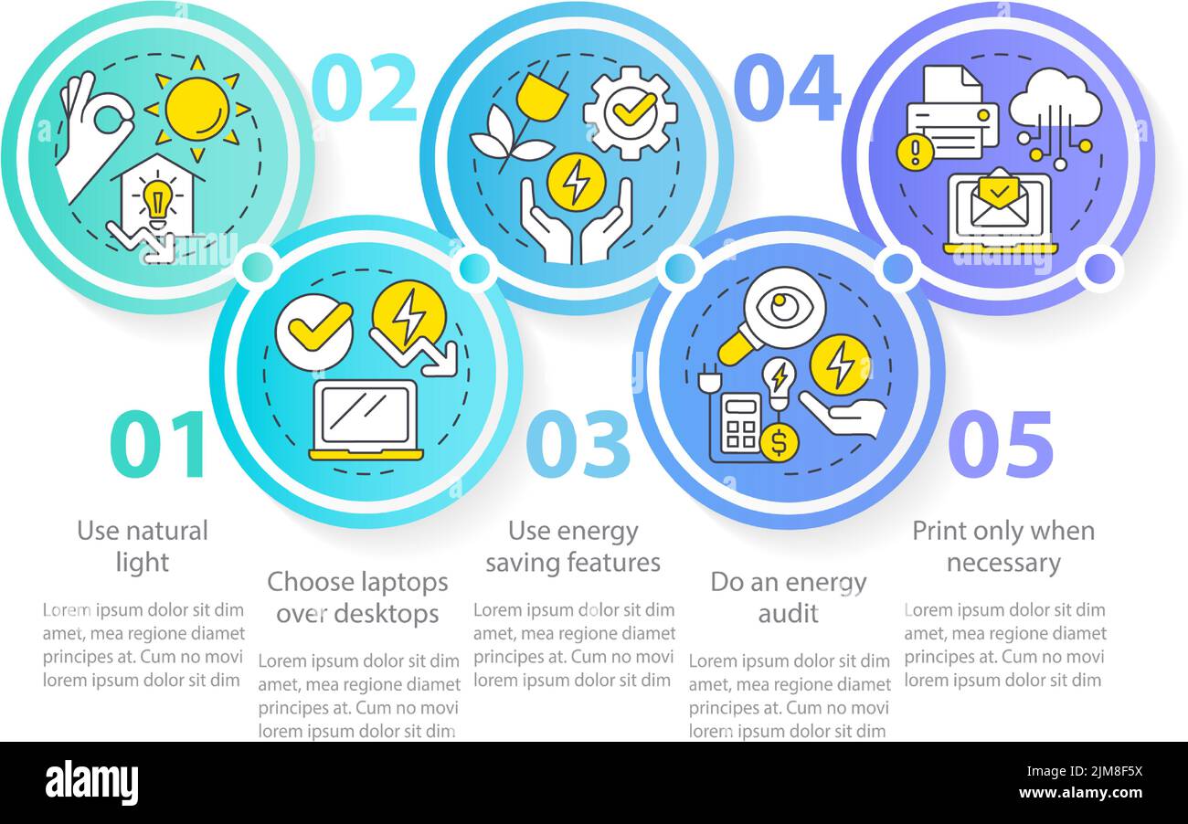Energy efficiency at work blue circle infographic template Stock Vector ...