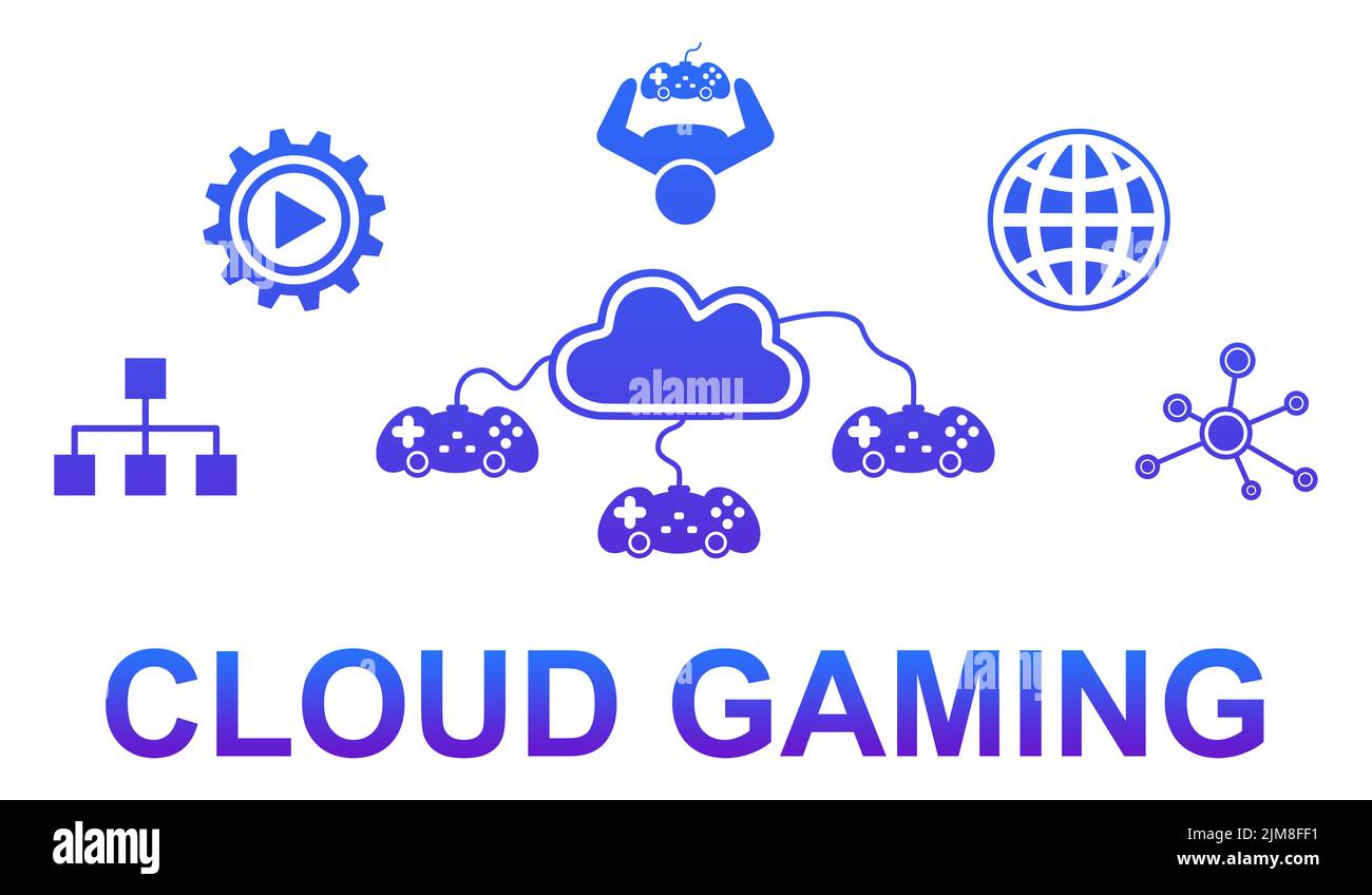 Illustration of a cloud gaming concept Stock Photo - Alamy