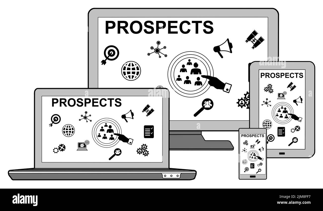 Prospects concept on different devices, isolated on white Stock Photo ...