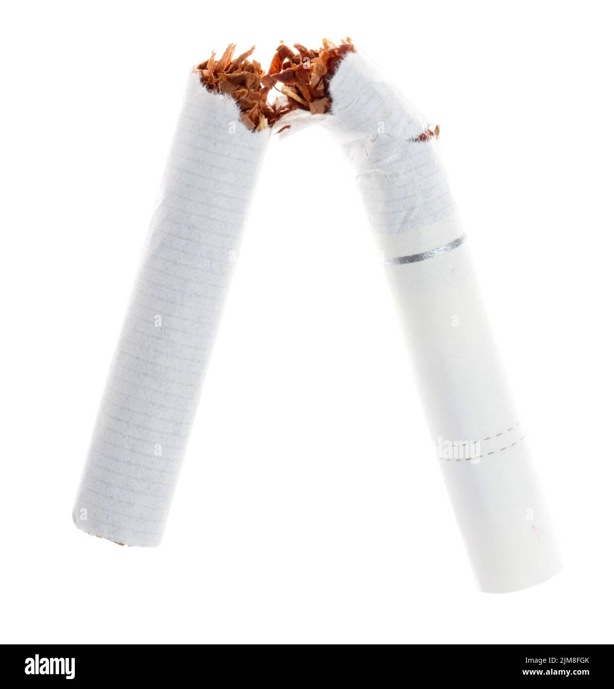 Broken cigarette isolated on white background Stock Photo - Alamy