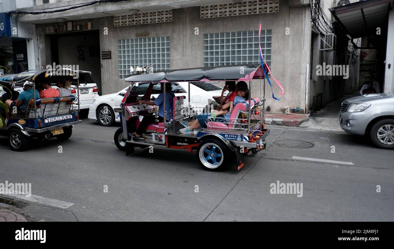 People in Tuk Tuk Thanon Song Wat area Chinatown Bangkok Thailand Stock ...