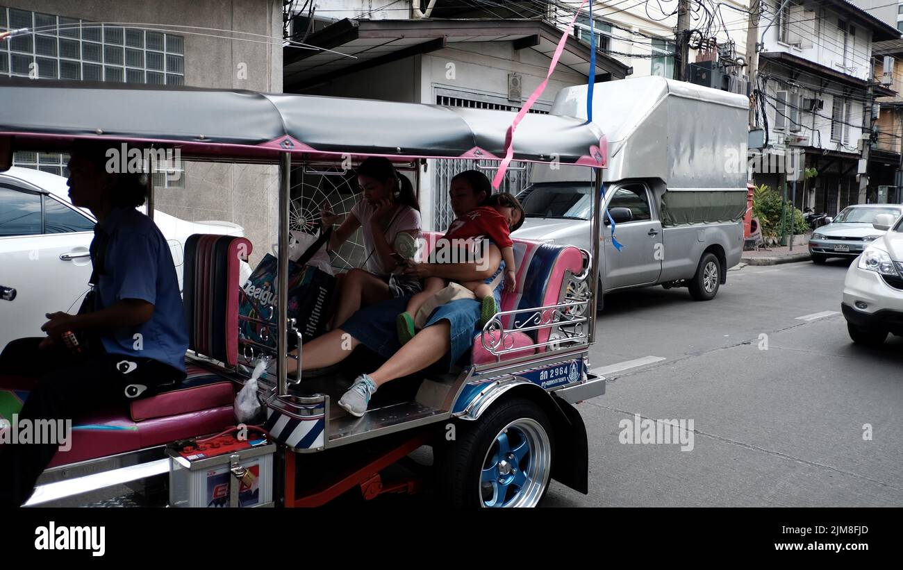 People in Tuk Tuk Thanon Song Wat area Chinatown Bangkok Thailand Stock ...