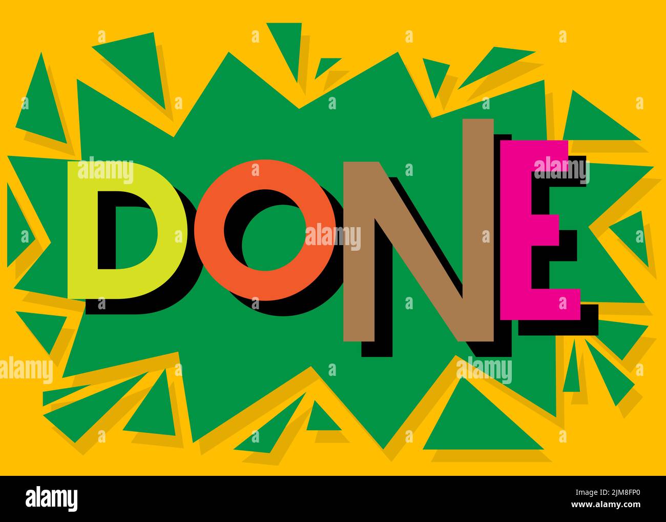 Done text with Checkmark. Word written with Children's font in cartoon ...