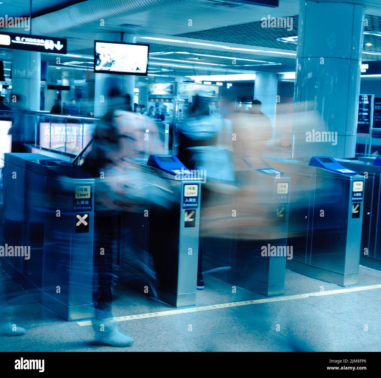 Enter subway station Stock Photo - Alamy