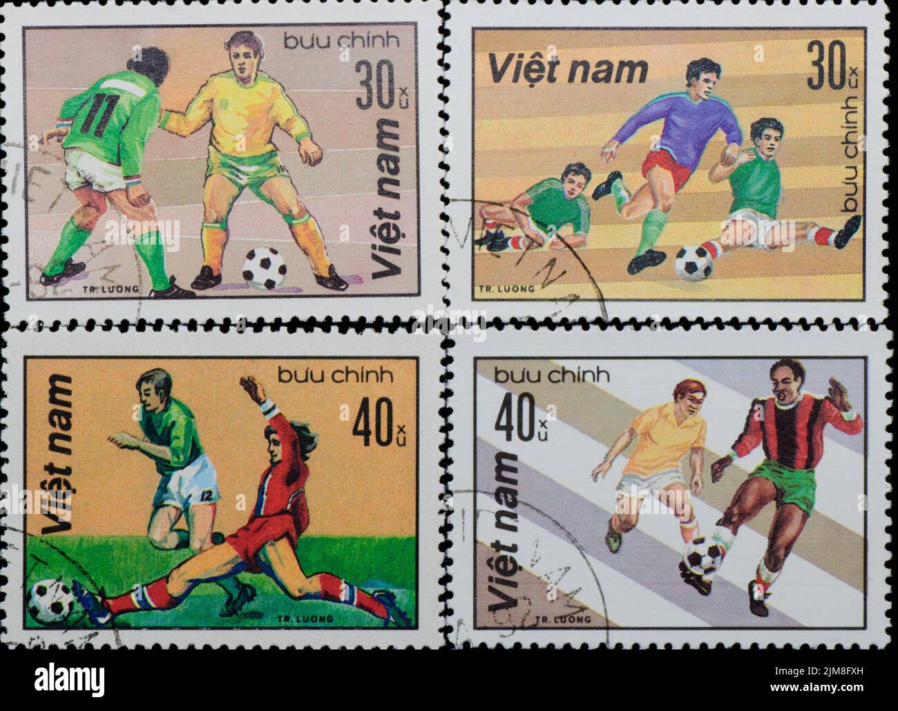 VIETNAM - CIRCA 1980s: stamp sport football game Stock Photo - Alamy