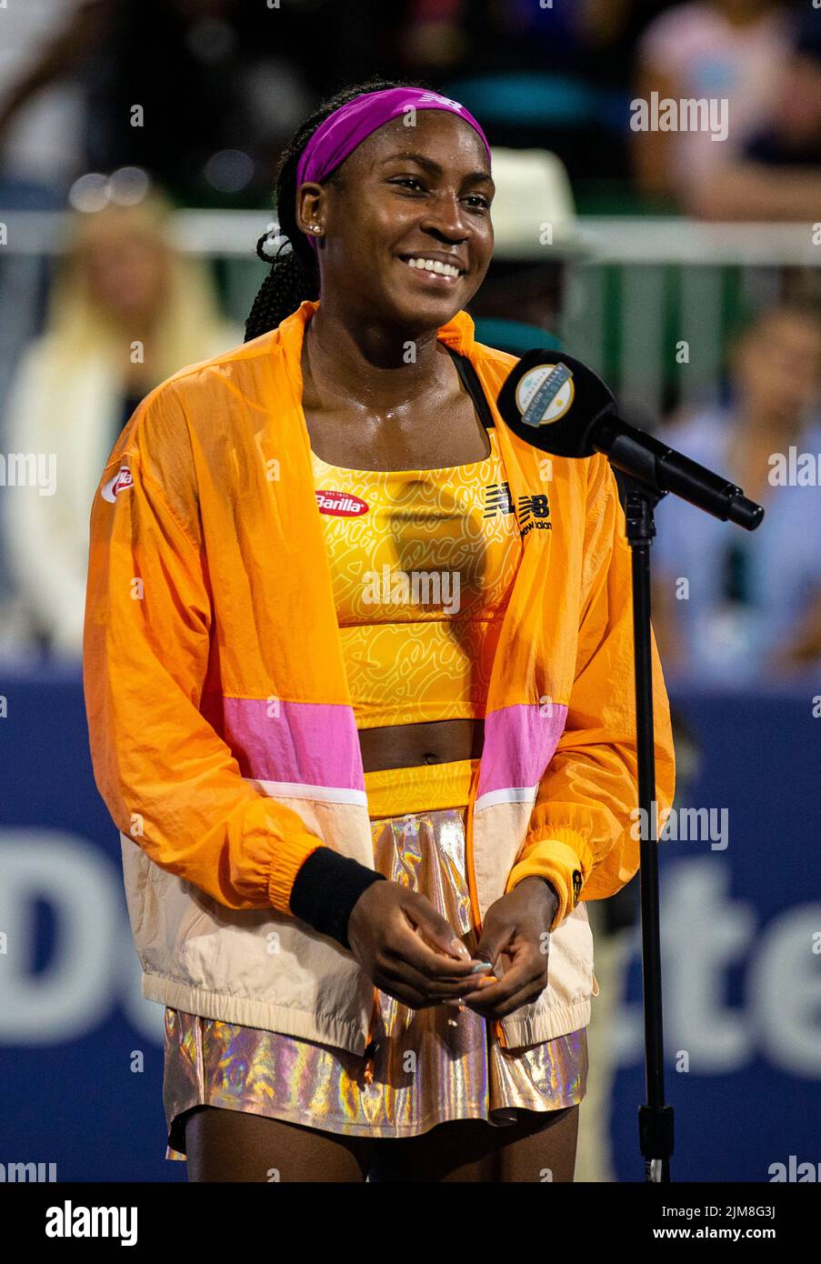 August 04, 2022 San Jose, CA USA : Coco Gauff talks to the fans after ...
