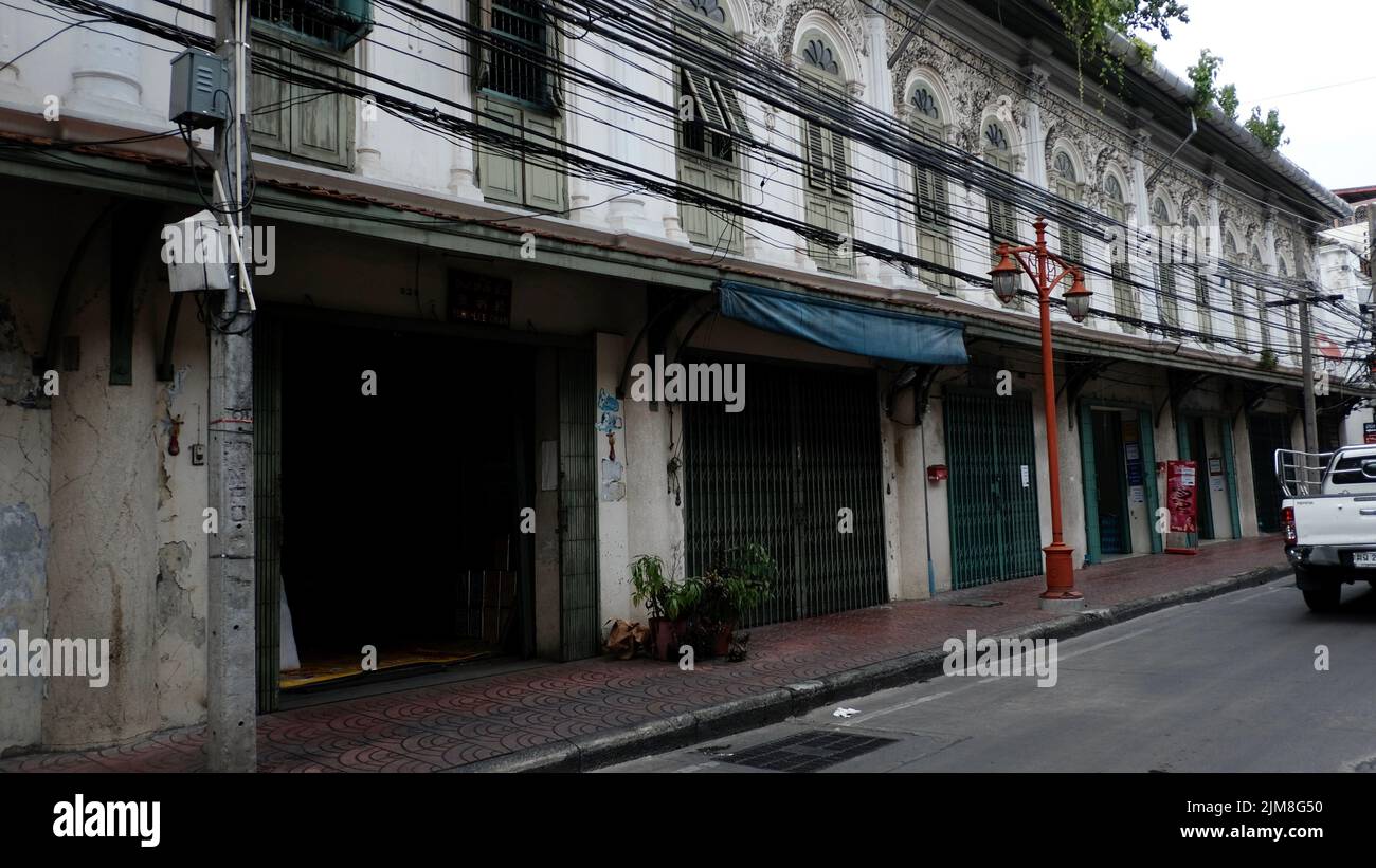 Buildings Thanon Song Wat Old Chinatown Bangkok Thailand Stock Photo ...