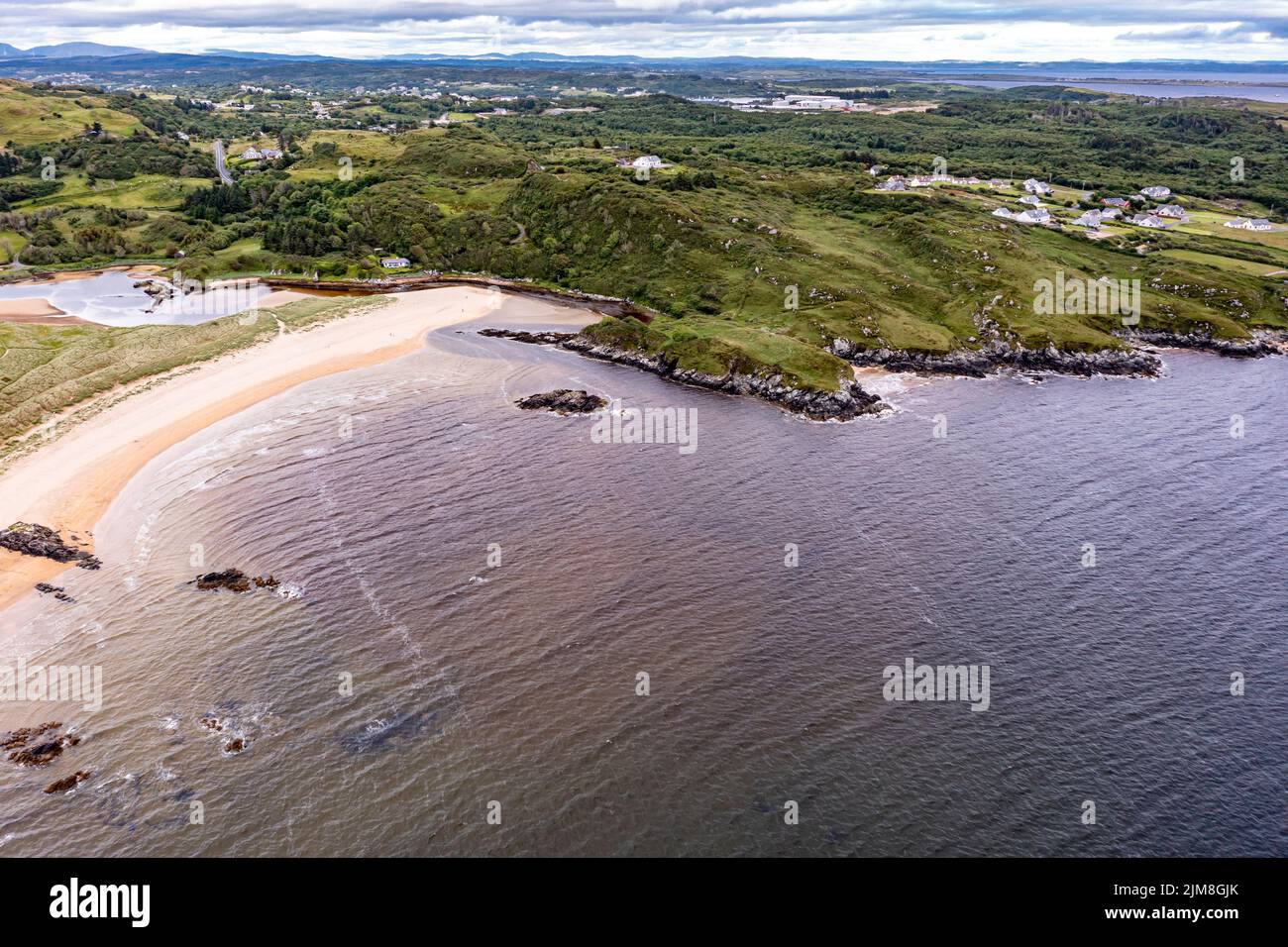 Aerial of Fintra beach by Killybegs, County Donegal, Ireland Stock ...