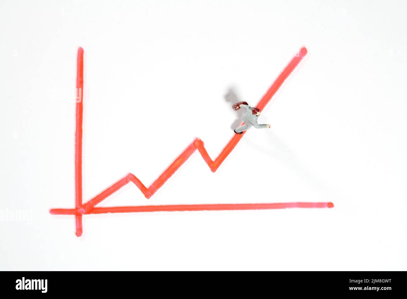 Mini figure follows ascending graph Stock Photo - Alamy