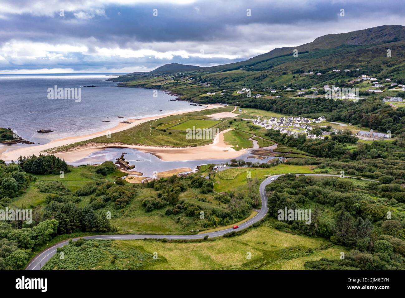 Aerial view of the Fintra road by Killybegs County Donegal, Ireland ...