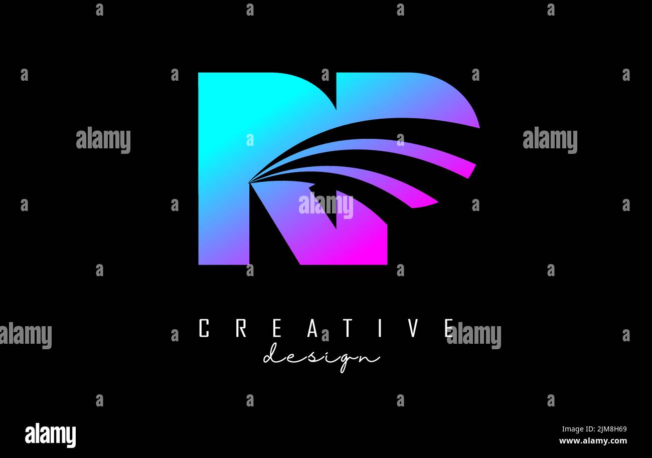Colorful letter RP R P logo with leading lines and road concept design ...
