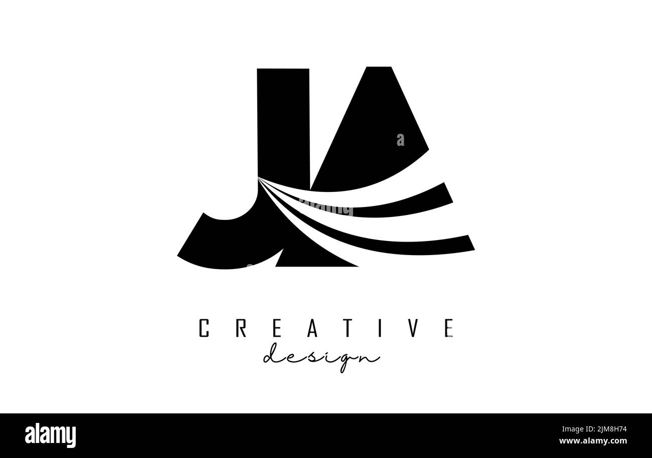 Creative black letter JA J A logo with leading lines and road concept ...