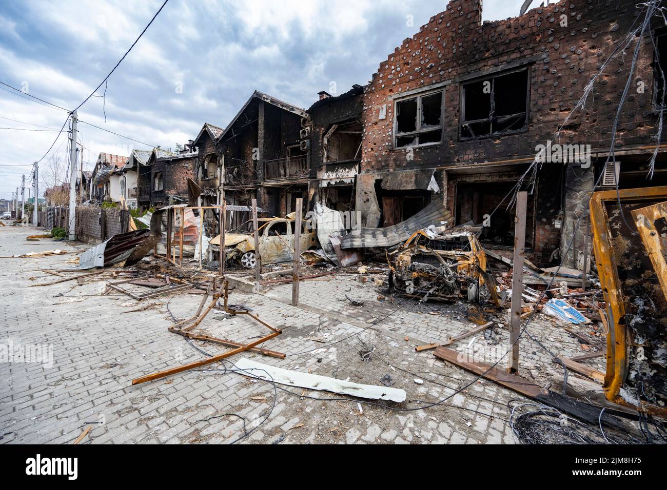 Picture shows the destruction in the town of Bucha near Kyiv which was ...
