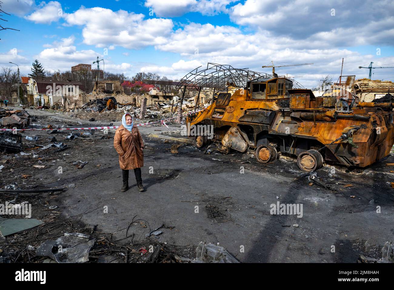 Picture shows the destruction in the town of Bucha near Kyiv which was ...