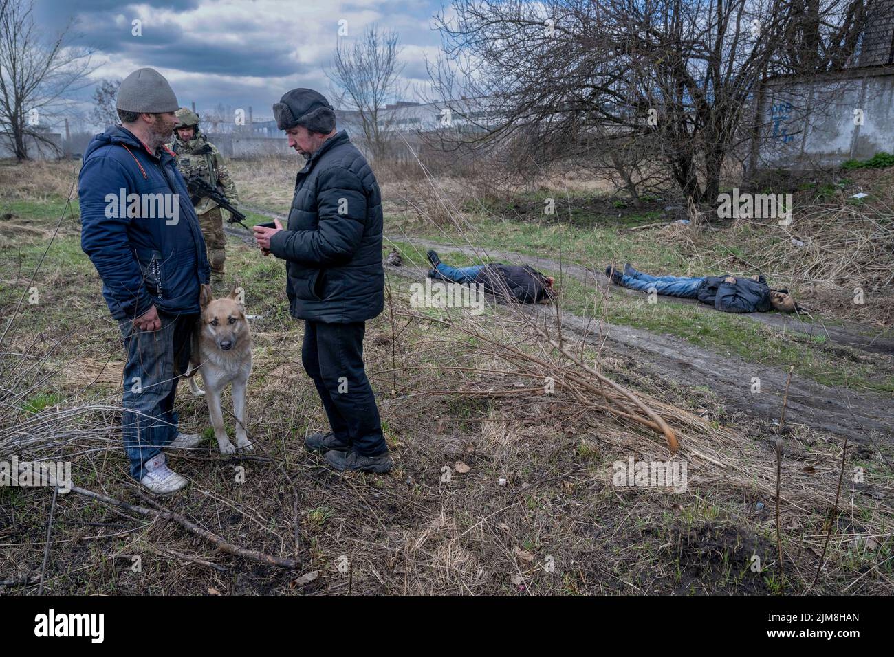 Picture shows the destruction in the town of Bucha near Kyiv which was ...