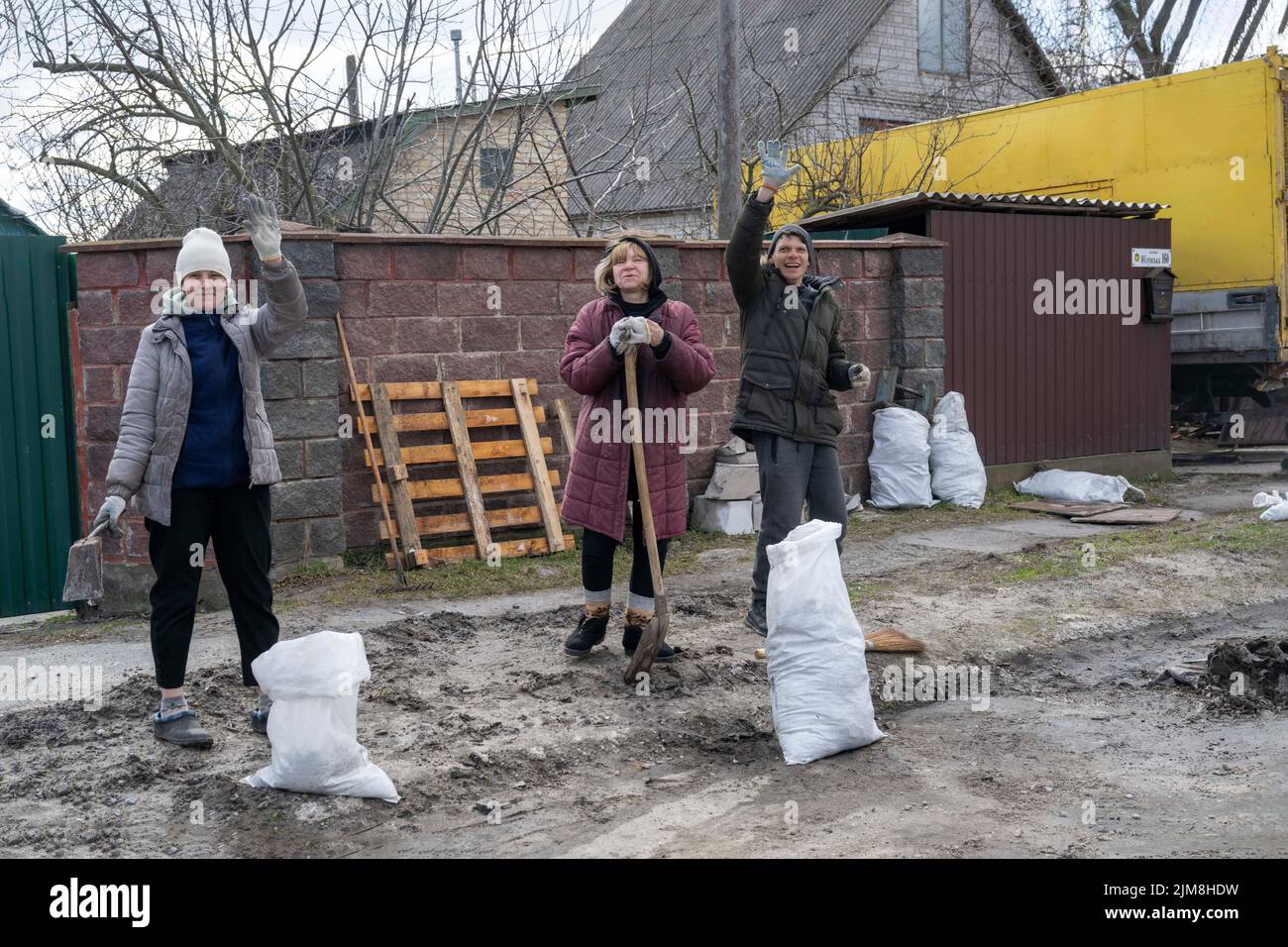 Picture shows the destruction in the town of Bucha near Kyiv which was ...