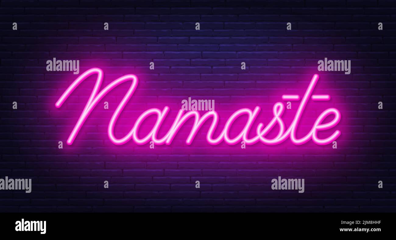 Namaste neon sign on a brick wall background Stock Vector Image & Art ...
