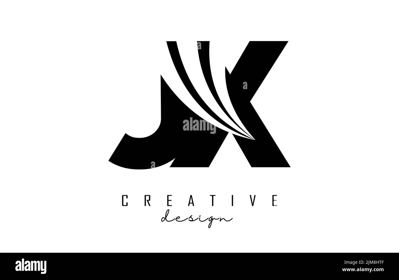 Creative black letter JX J x logo with leading lines and road concept ...