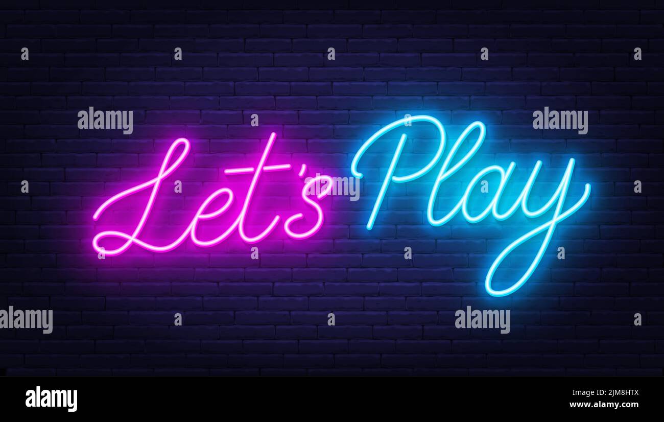 Let s Play neon sign on brick wall background Stock Vector Image & Art ...
