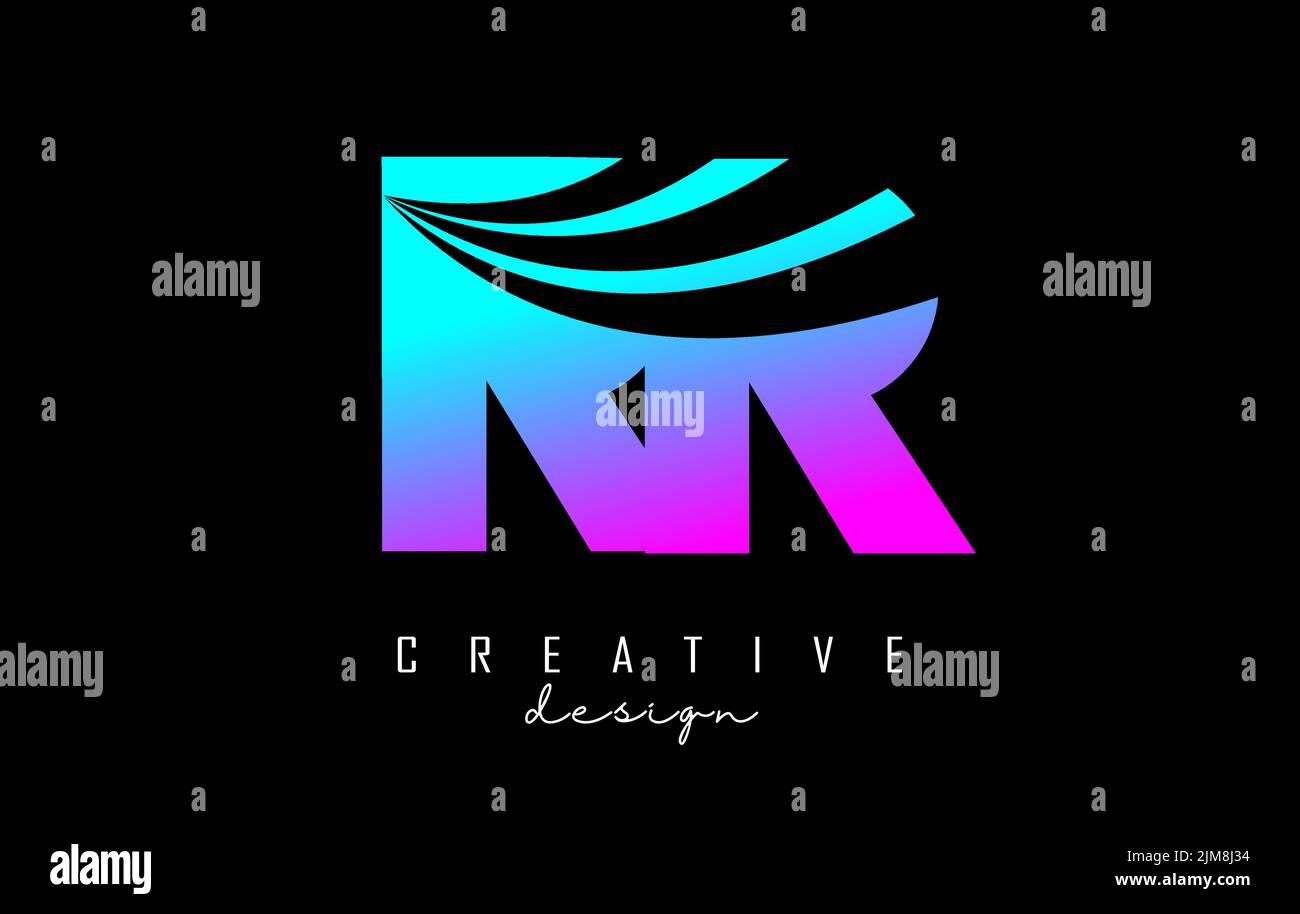 Colorful letter RR R logo with leading lines and road concept design ...