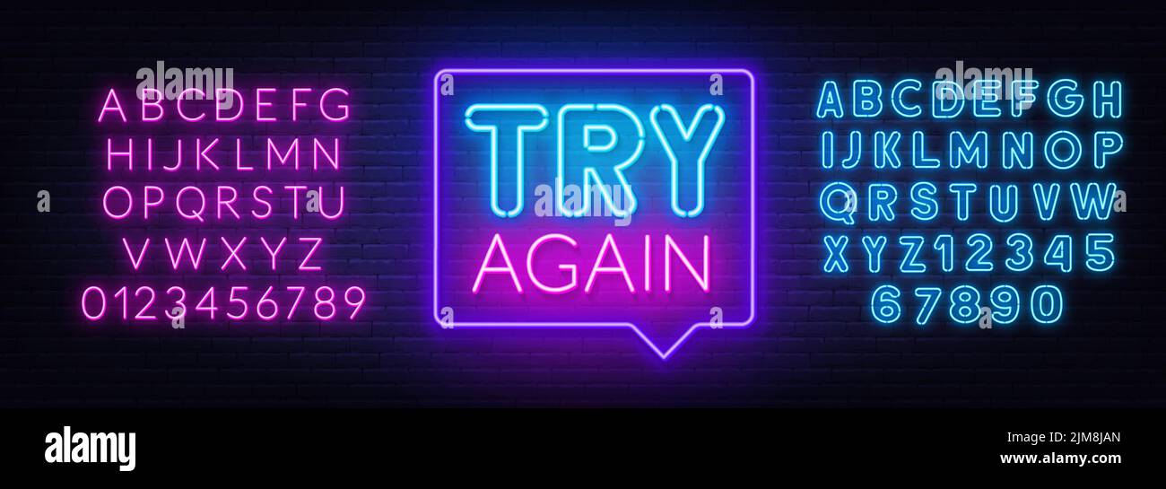 Try again neon sign on a brick background Stock Vector Image & Art - Alamy