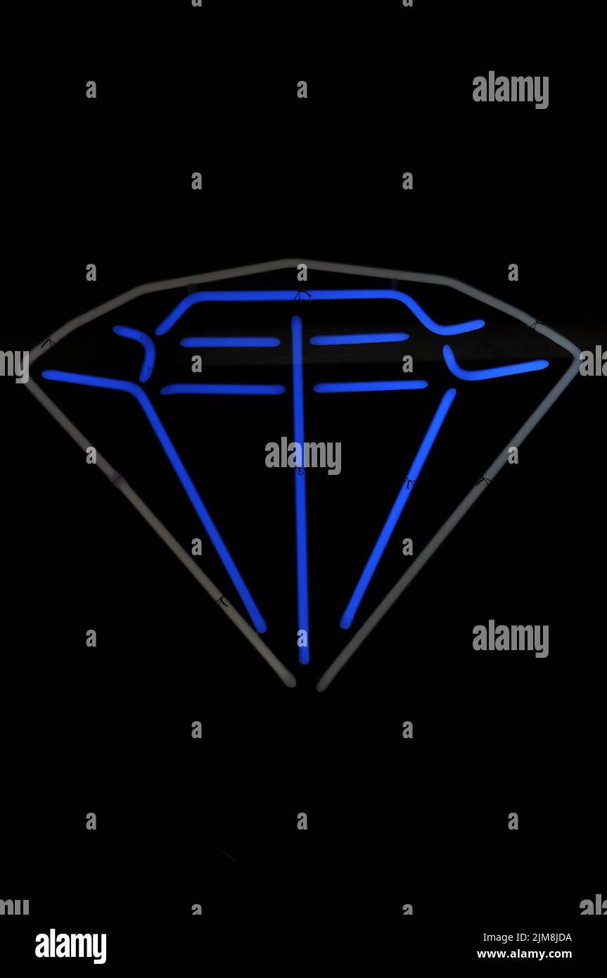 Diamond Neon Blue and Gray Sign Stock Photo - Alamy