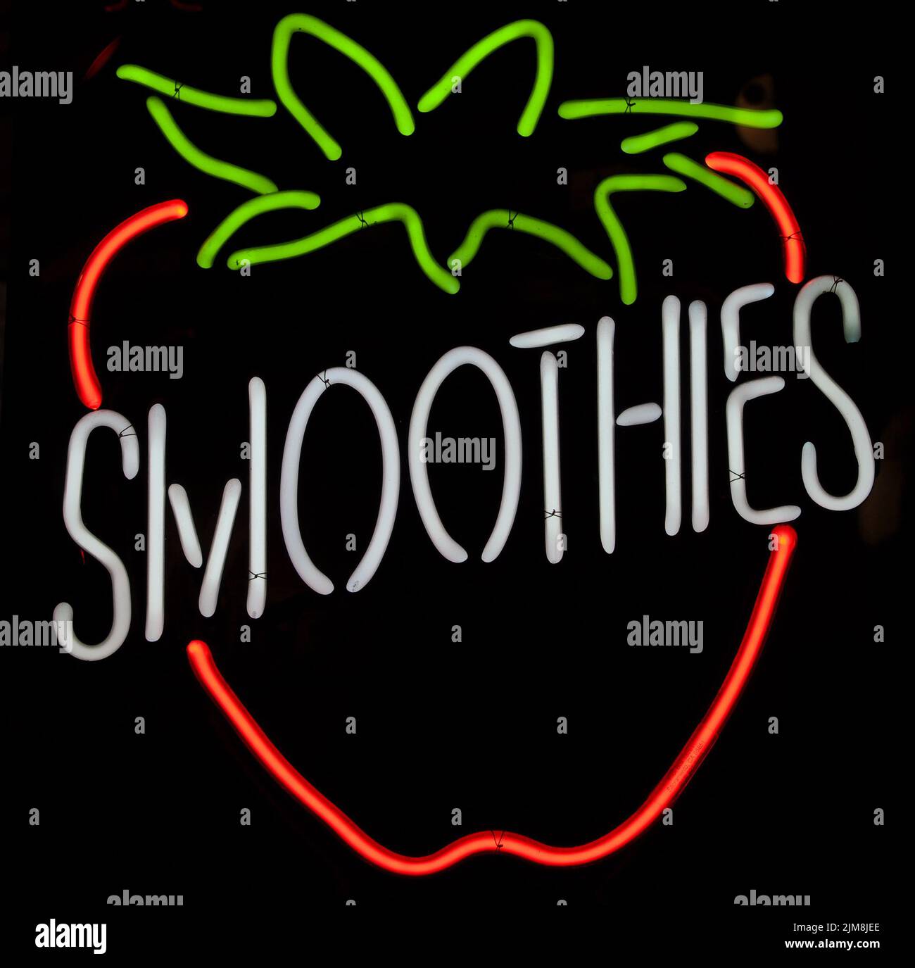 Neon Strawberry Smoothie Sign Stock Photo - Alamy