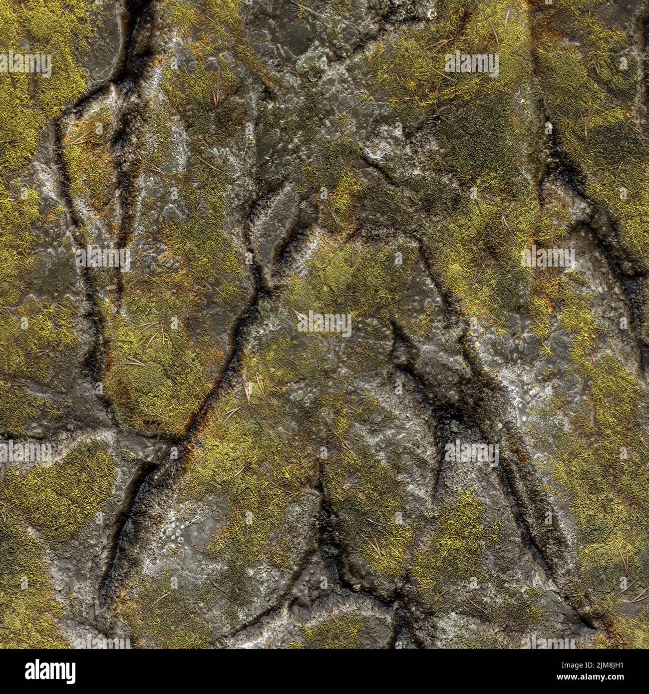 3D Realistic rock cliff with lichen moss rendered texture background ...