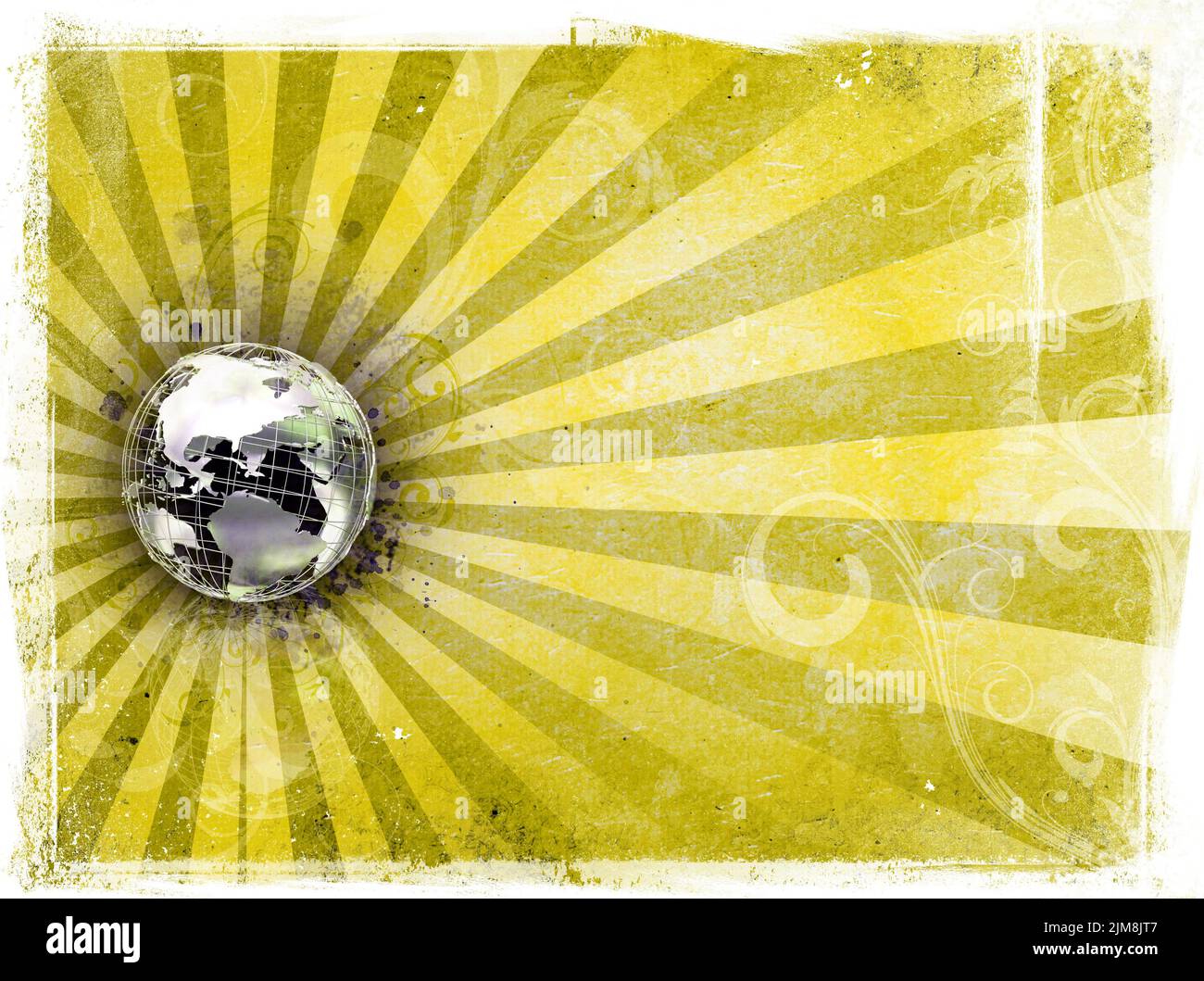 Grunge background with metal world globe Stock Photo - Alamy
