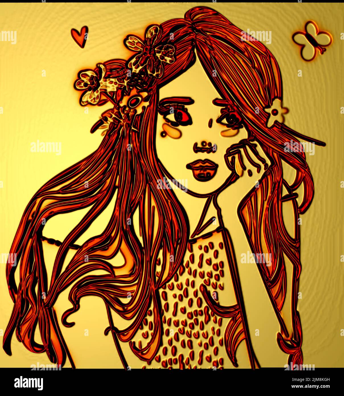 An illustration of a woman in a thoughtful mood Stock Photo - Alamy